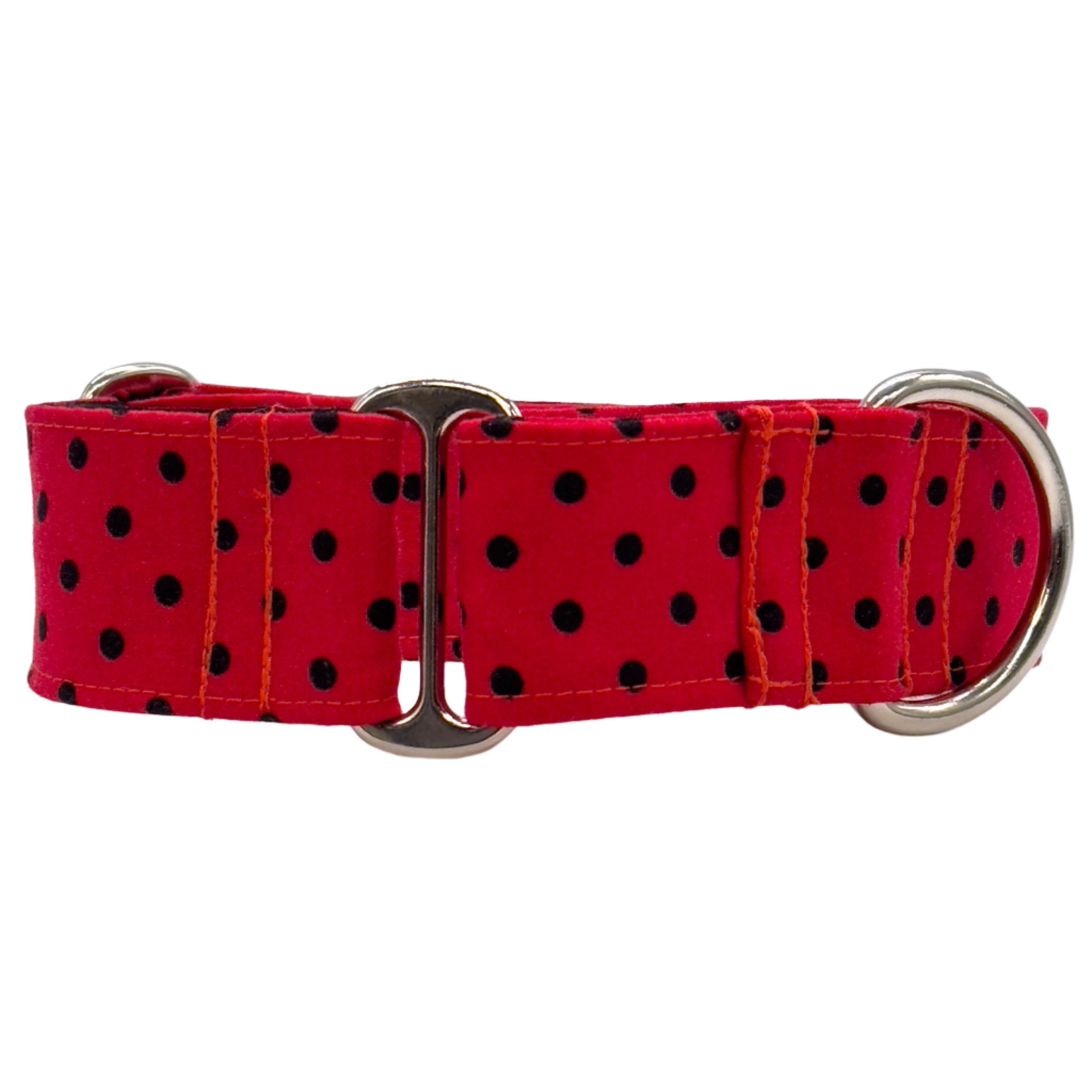 Retro Rouge Polka Parade Martingale Collar 🔴🖤 | Furever Greys
